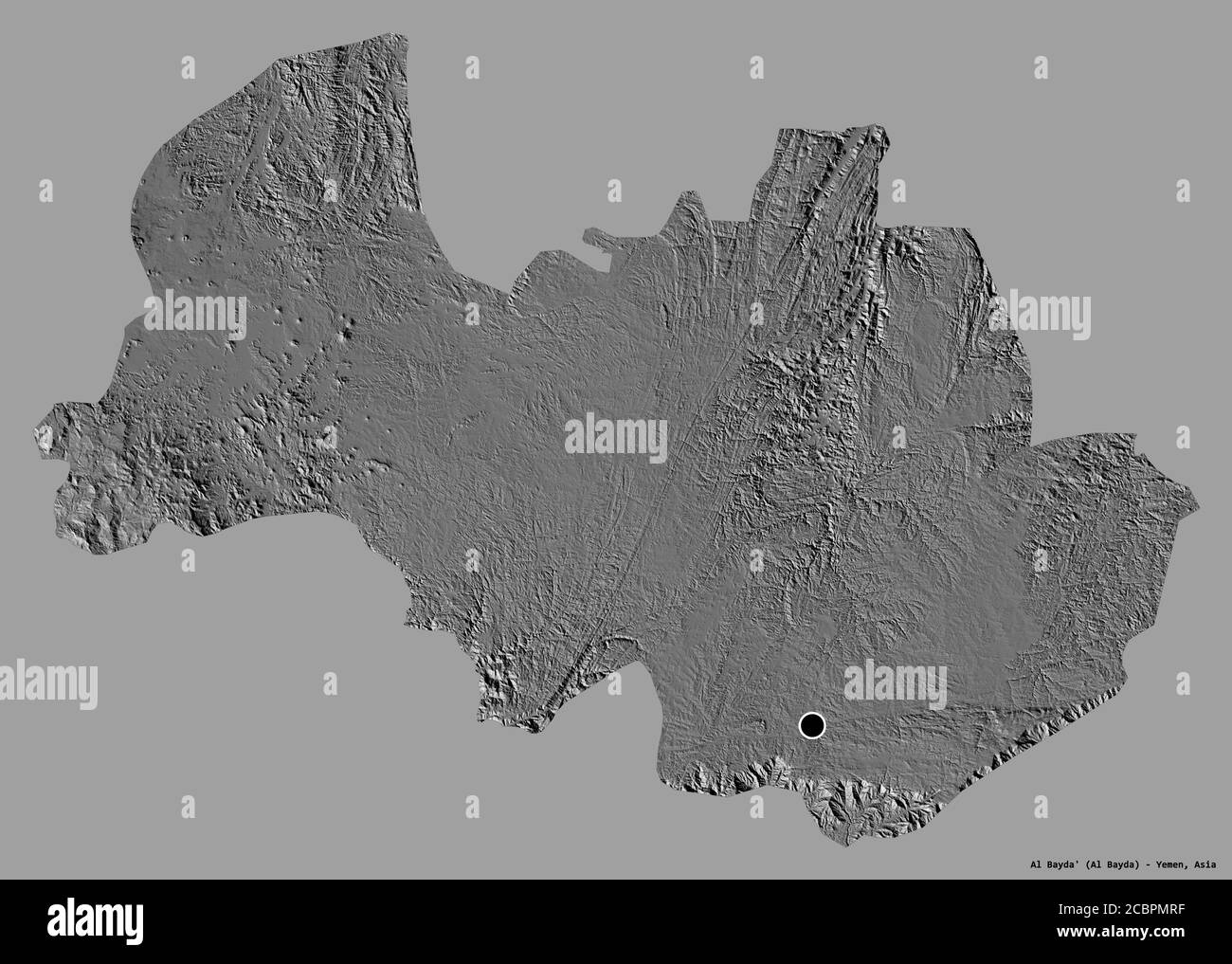Shape of Al Bayda', governorate of Yemen, with its capital isolated on ...