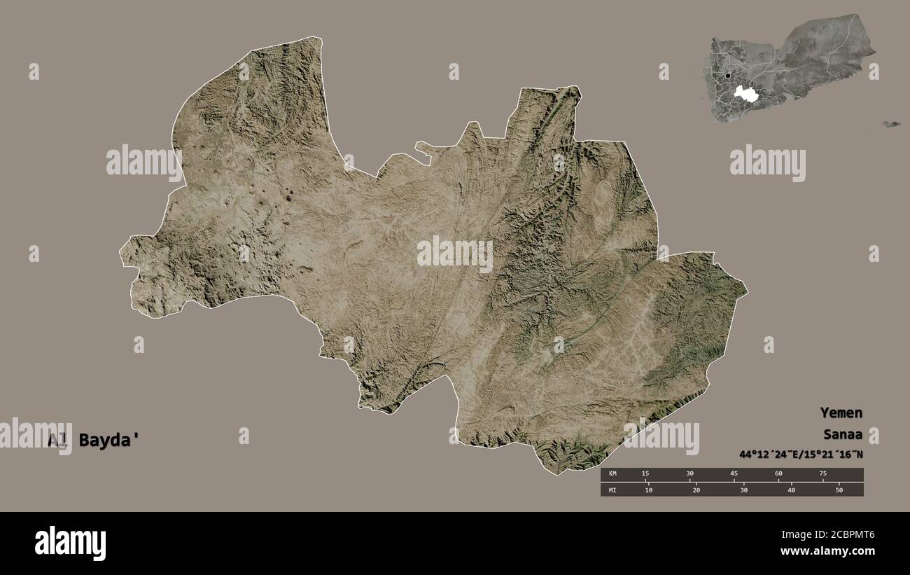 Shape of Al Bayda', governorate of Yemen, with its capital isolated on ...