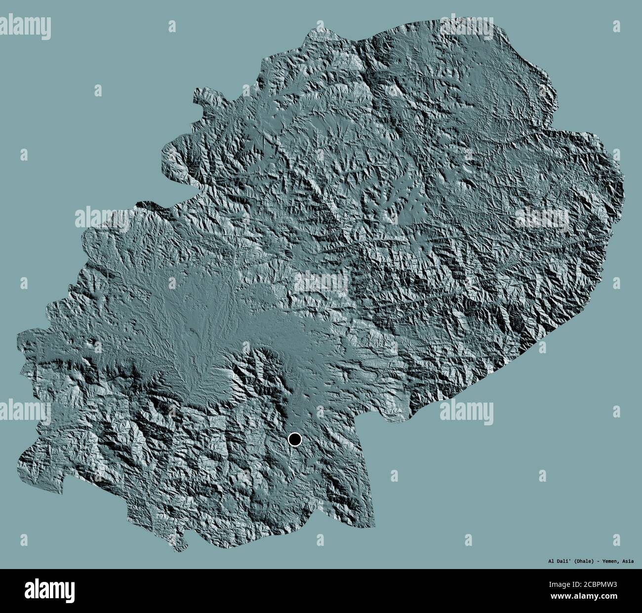 Shape of Al Dali', governorate of Yemen, with its capital isolated on a ...