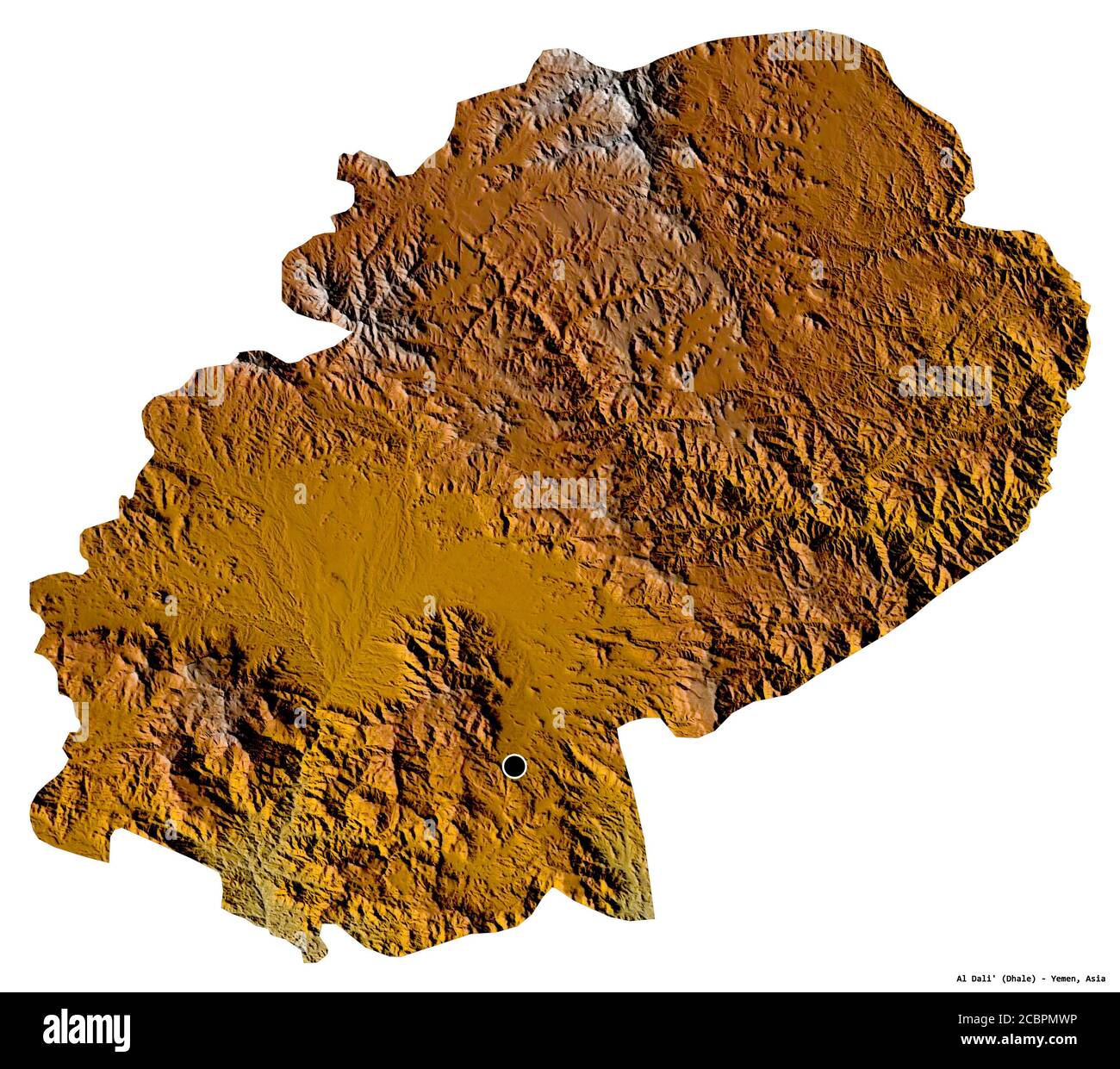 Shape of Al Dali', governorate of Yemen, with its capital isolated on ...