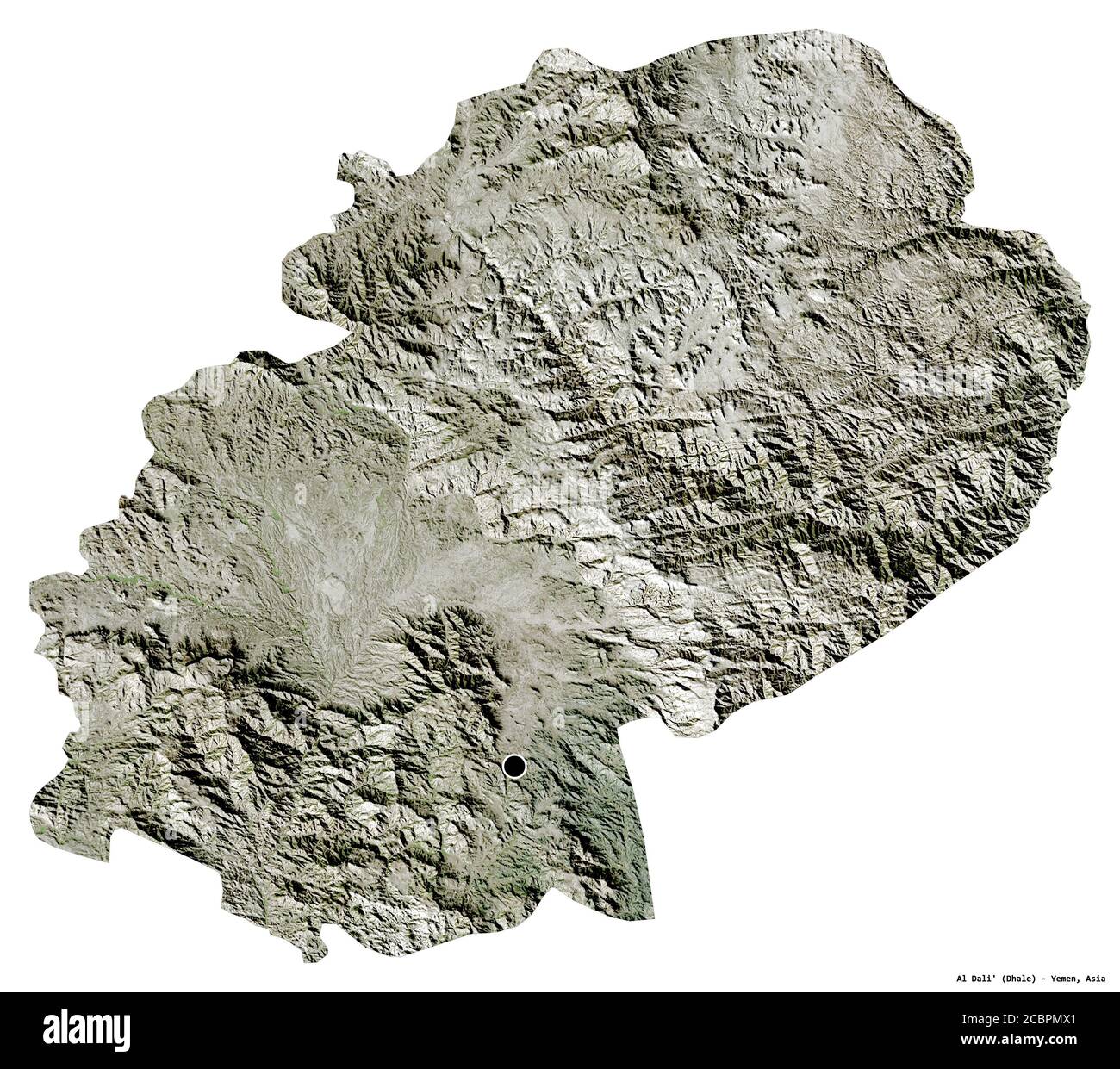 Shape of Al Dali', governorate of Yemen, with its capital isolated on ...