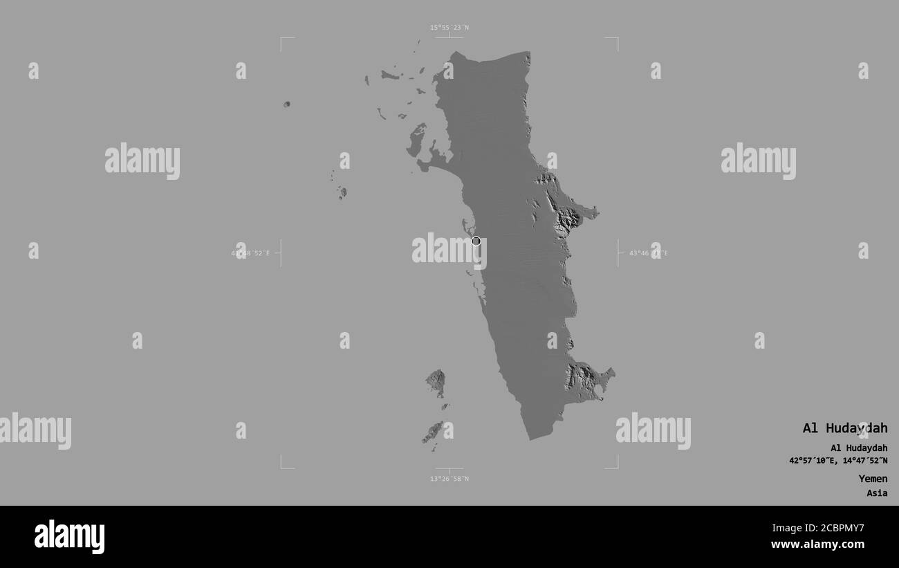 Area of Al Hudaydah, governorate of Yemen, isolated on a solid ...