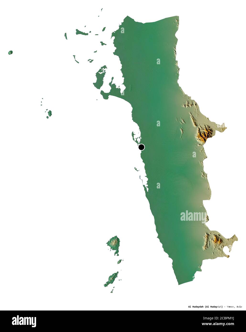 Shape of Al Hudaydah, governorate of Yemen, with its capital isolated ...