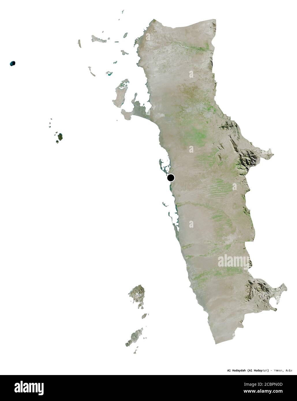 Shape of Al Hudaydah, governorate of Yemen, with its capital isolated ...