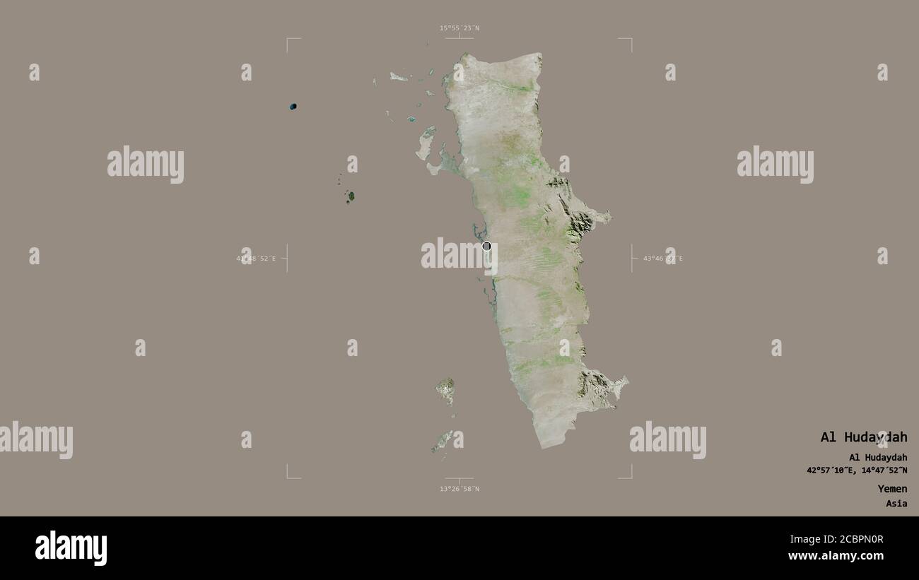 Area of Al Hudaydah, governorate of Yemen, isolated on a solid ...