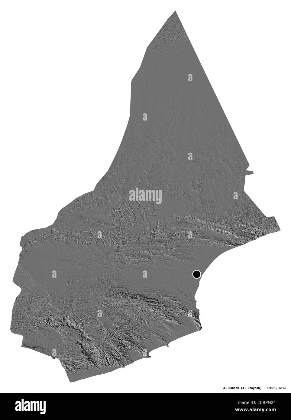 Shape of Al Mahrah, governorate of Yemen, with its capital isolated on ...