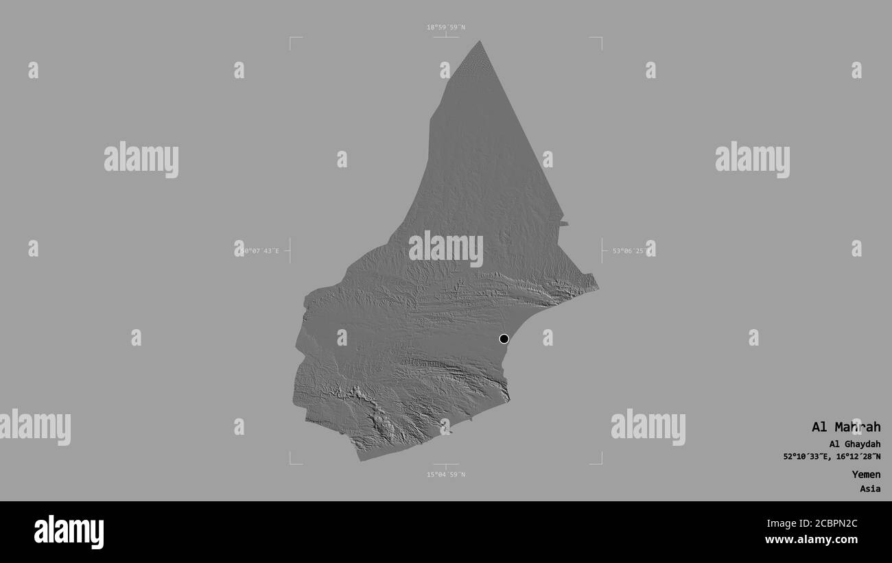Area of Al Mahrah, governorate of Yemen, isolated on a solid background ...