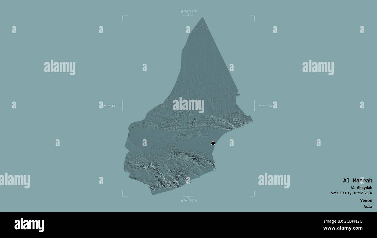 Area of Al Mahrah, governorate of Yemen, isolated on a solid background ...