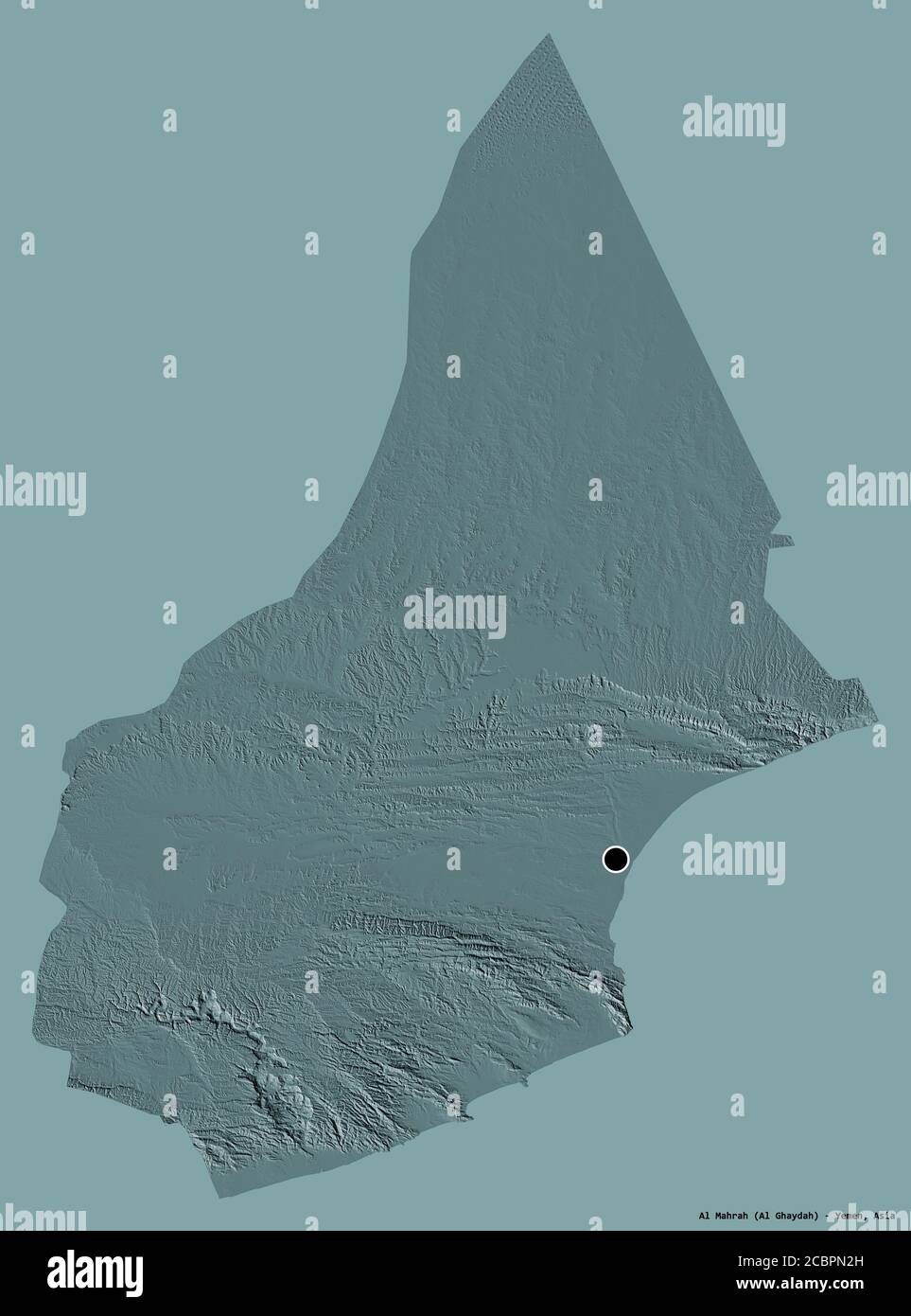 Shape of Al Mahrah, governorate of Yemen, with its capital isolated on ...