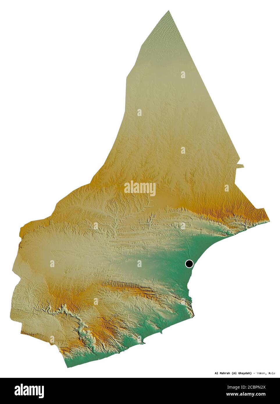 Shape of Al Mahrah, governorate of Yemen, with its capital isolated on ...