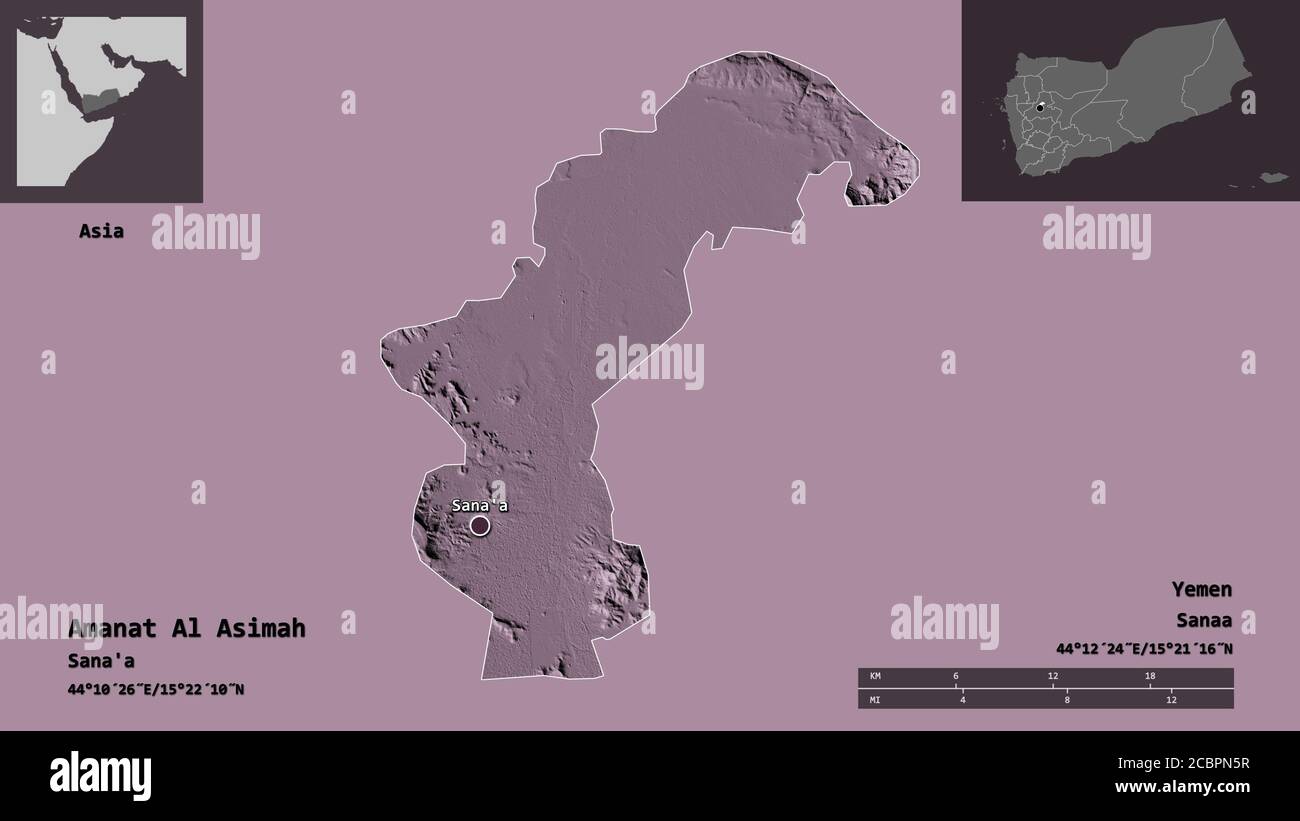 Shape of Amanat Al Asimah, governorate of Yemen, and its capital ...
