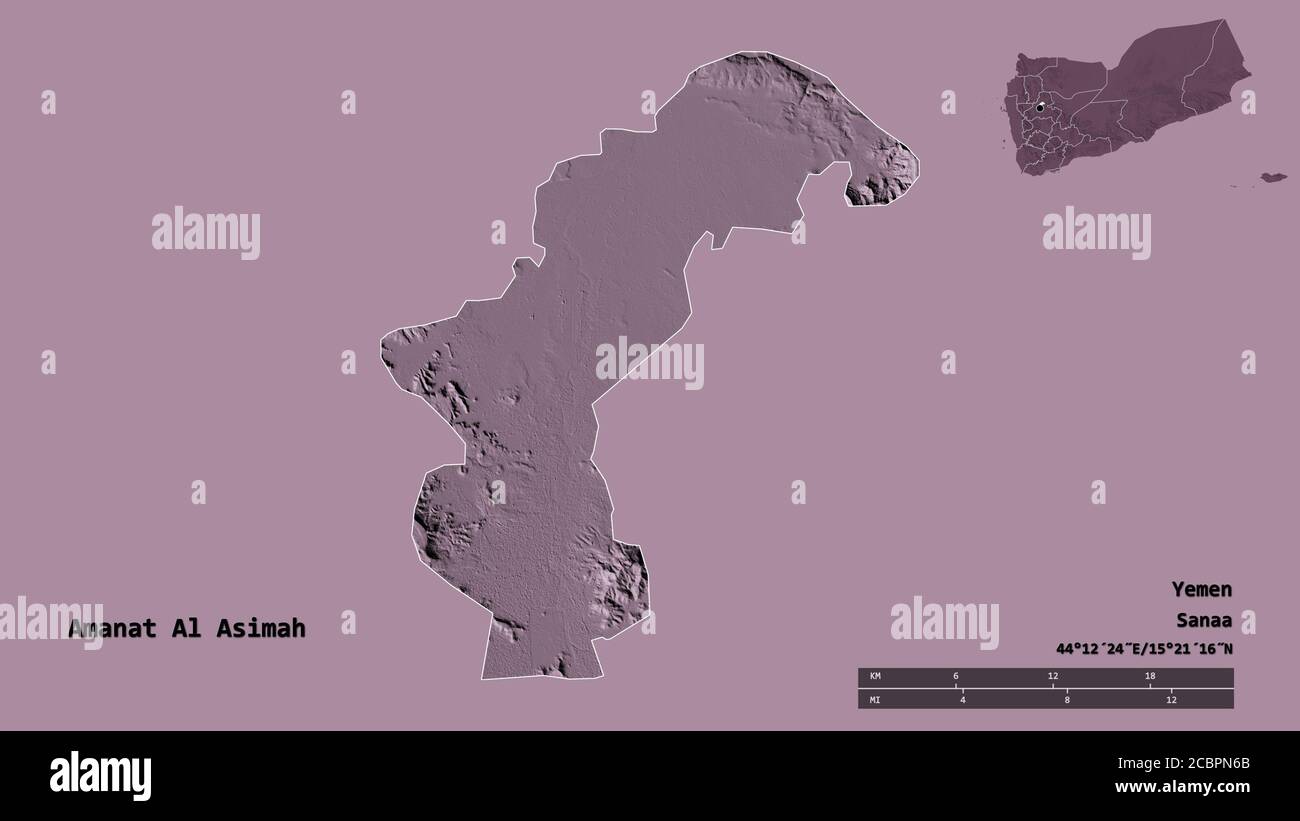 Shape of Amanat Al Asimah, governorate of Yemen, with its capital ...