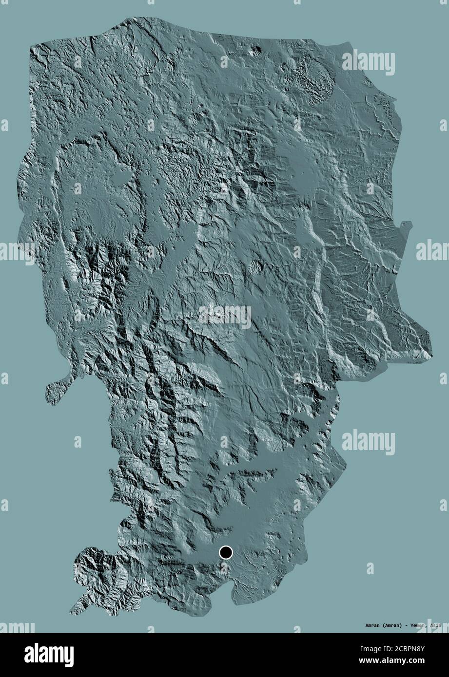 Shape of Amran, governorate of Yemen, with its capital isolated on a ...