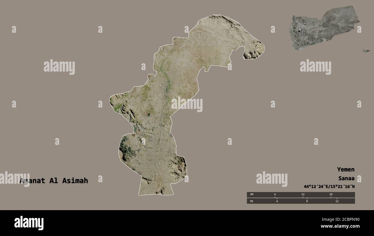 Shape of Amanat Al Asimah, governorate of Yemen, with its capital ...