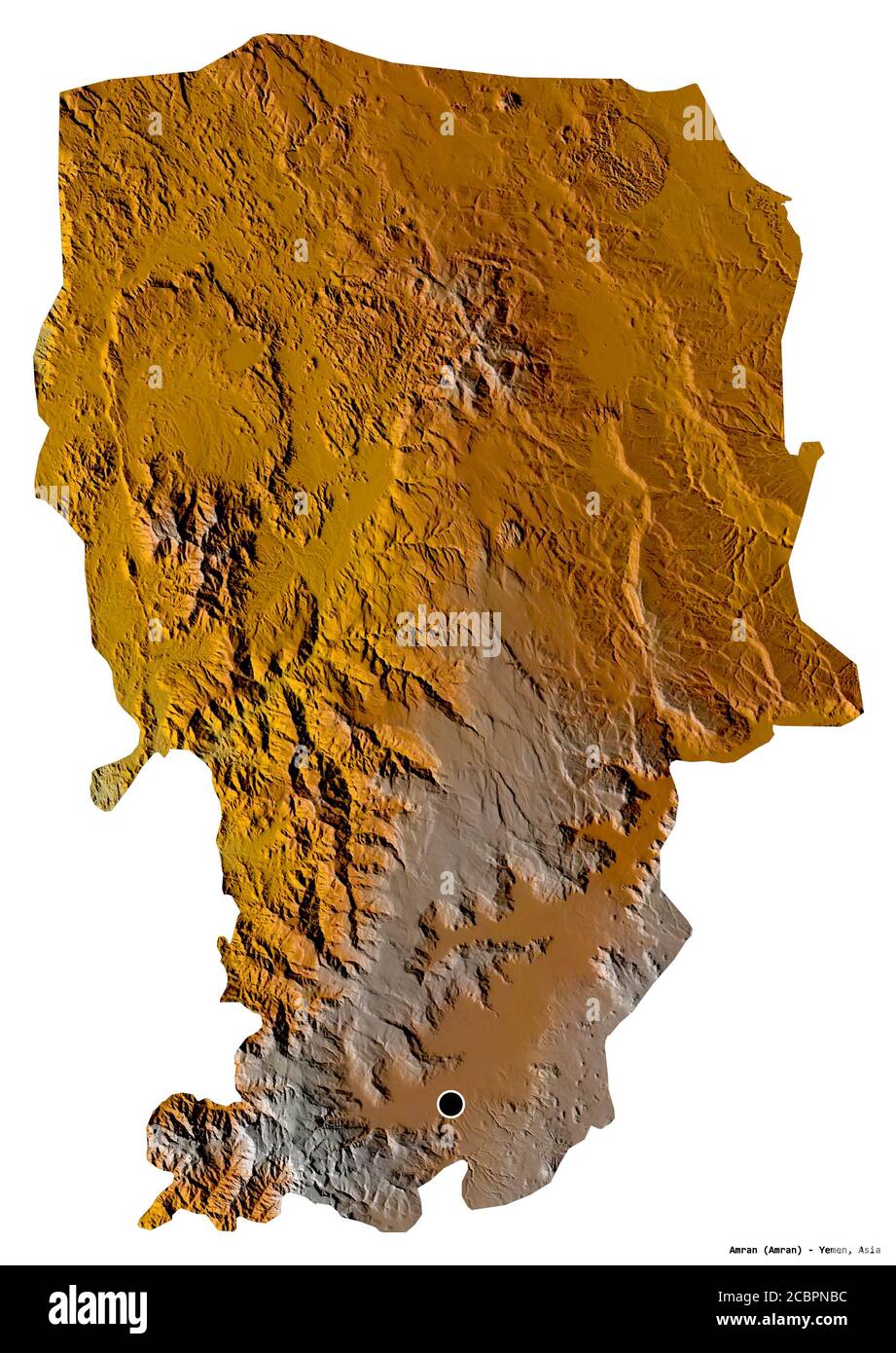 Shape of Amran, governorate of Yemen, with its capital isolated on ...