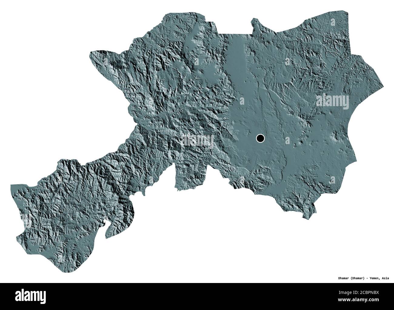 Shape of Dhamar, governorate of Yemen, with its capital isolated on ...