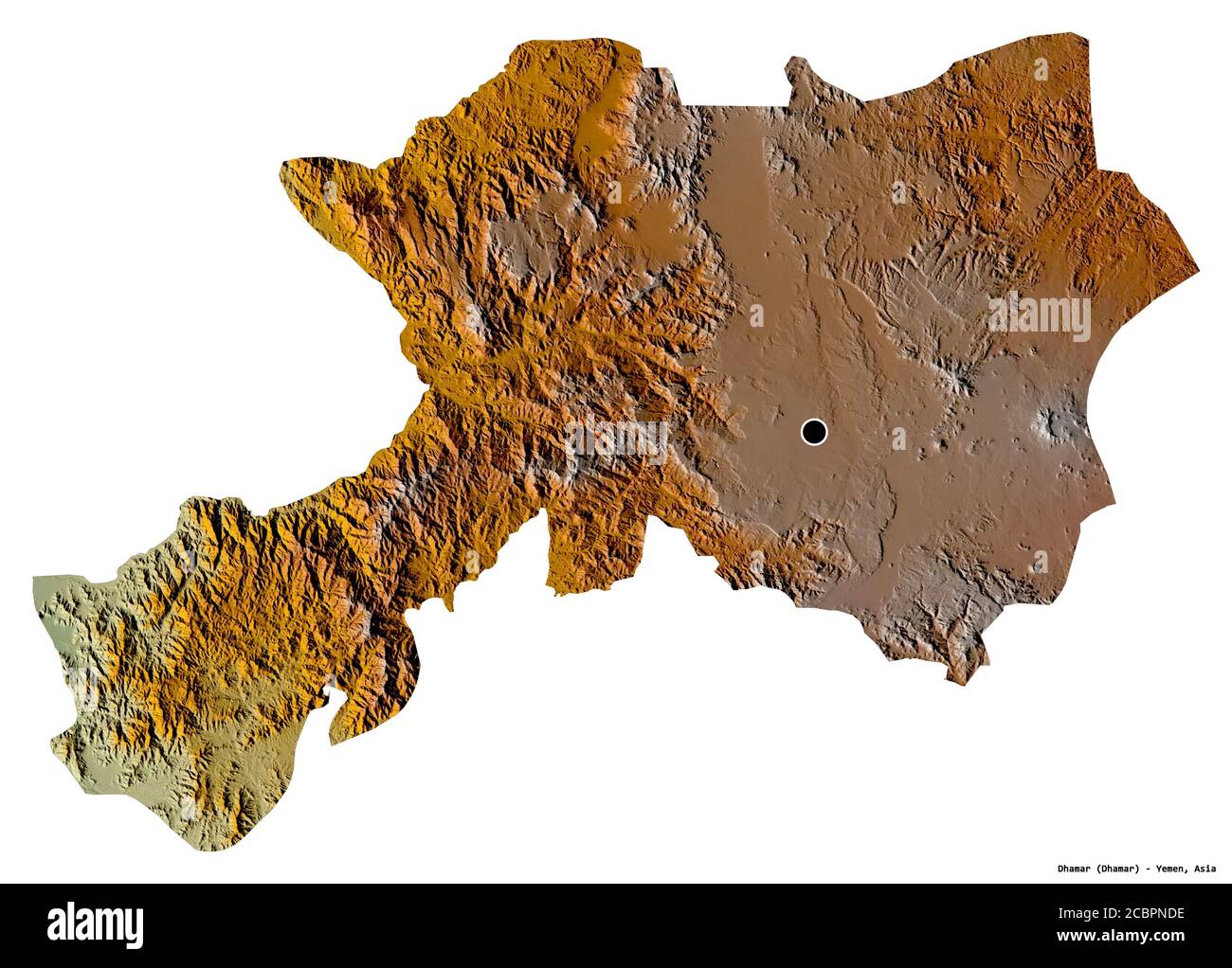 Shape of Dhamar, governorate of Yemen, with its capital isolated on ...