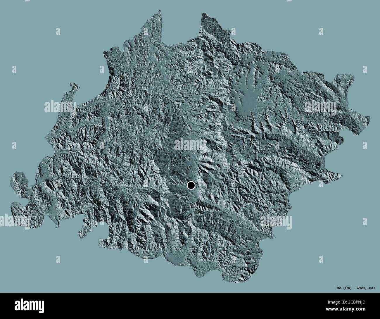 Shape of Ibb, governorate of Yemen, with its capital isolated on a ...