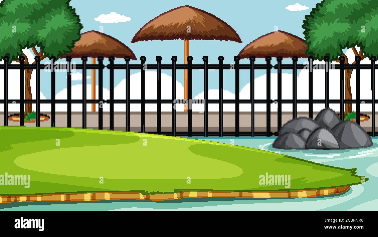 Zoo park without animal scene illustration Stock Vector Image & Art - Alamy