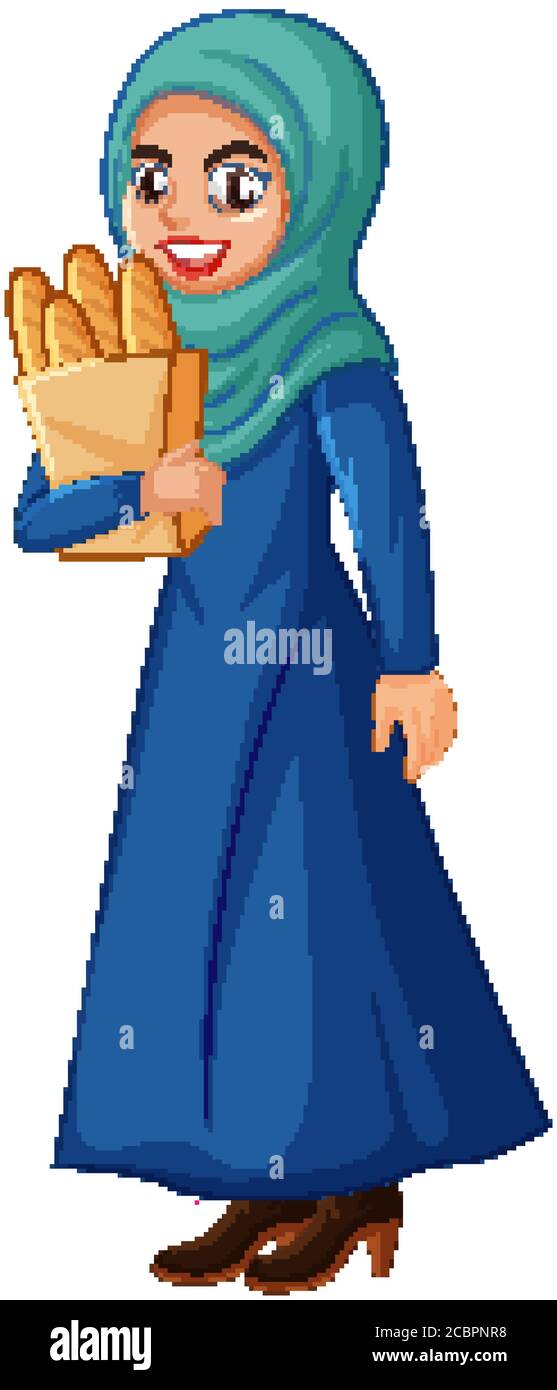 Beautiful arabic lady cartoon character illustration Stock Vector Image ...