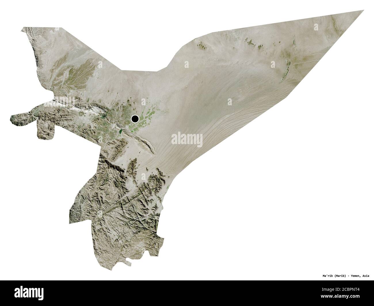 Shape of Ma'rib, governorate of Yemen, with its capital isolated on ...