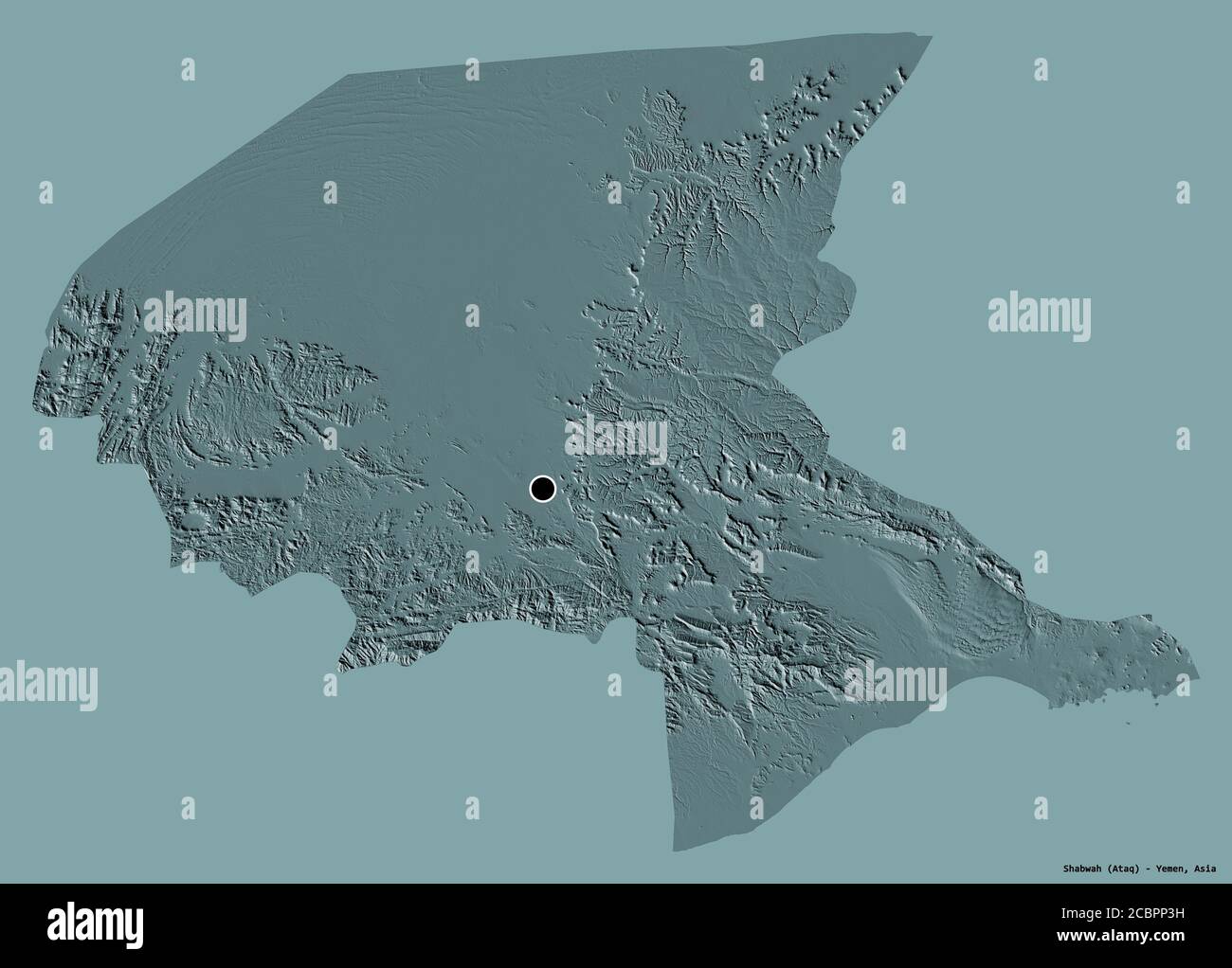 Shape of Shabwah, governorate of Yemen, with its capital isolated on a ...