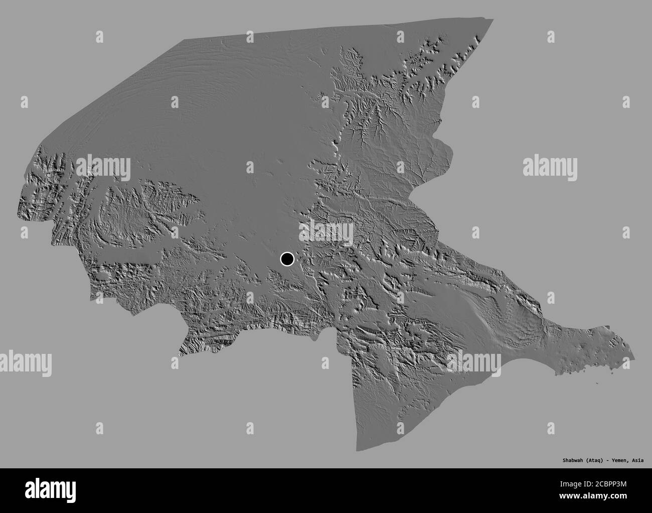 Shape of Shabwah, governorate of Yemen, with its capital isolated on a ...