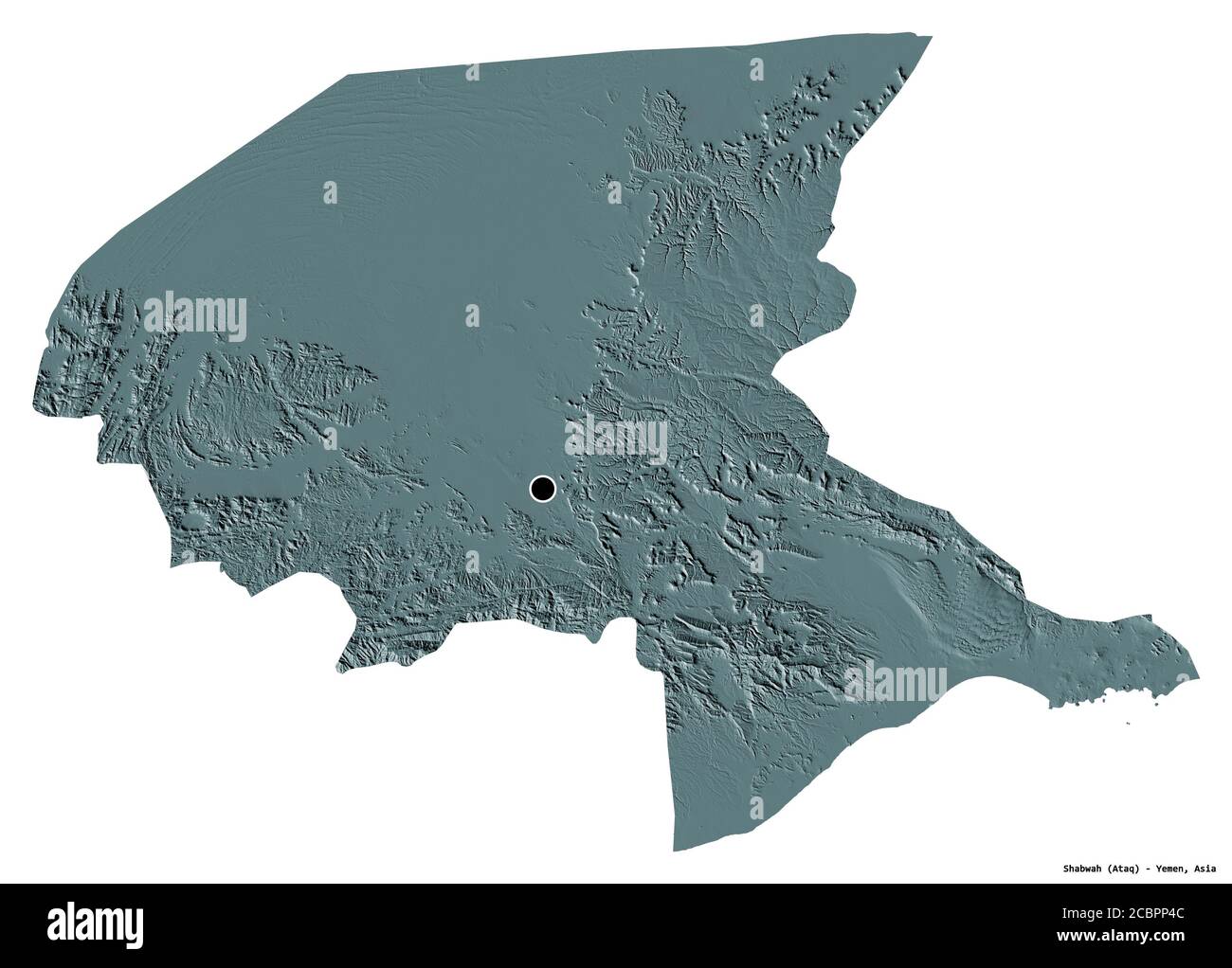 Shape of Shabwah, governorate of Yemen, with its capital isolated on ...