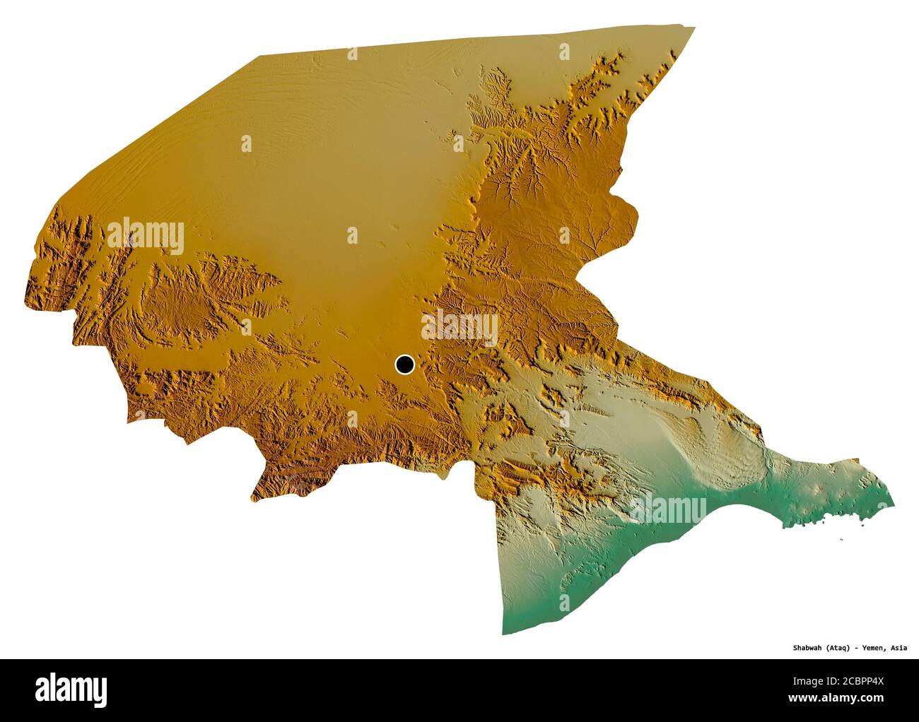 Shape of Shabwah, governorate of Yemen, with its capital isolated on ...