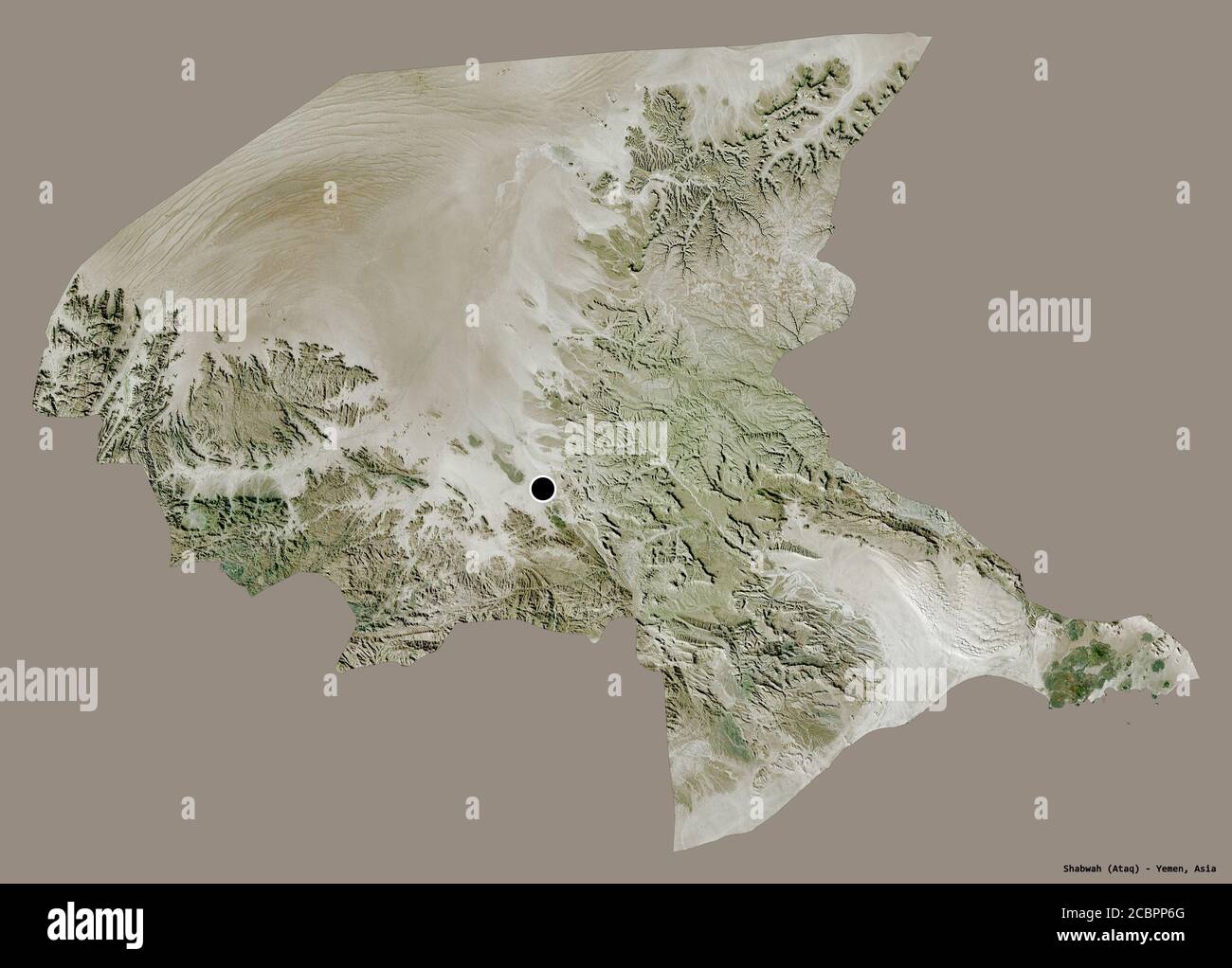 Shape of Shabwah, governorate of Yemen, with its capital isolated on a ...