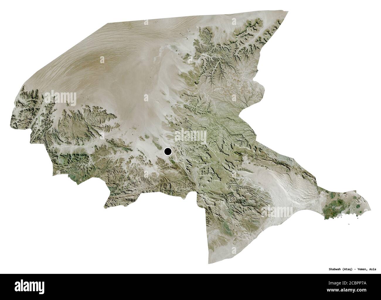 Shape of Shabwah, governorate of Yemen, with its capital isolated on ...