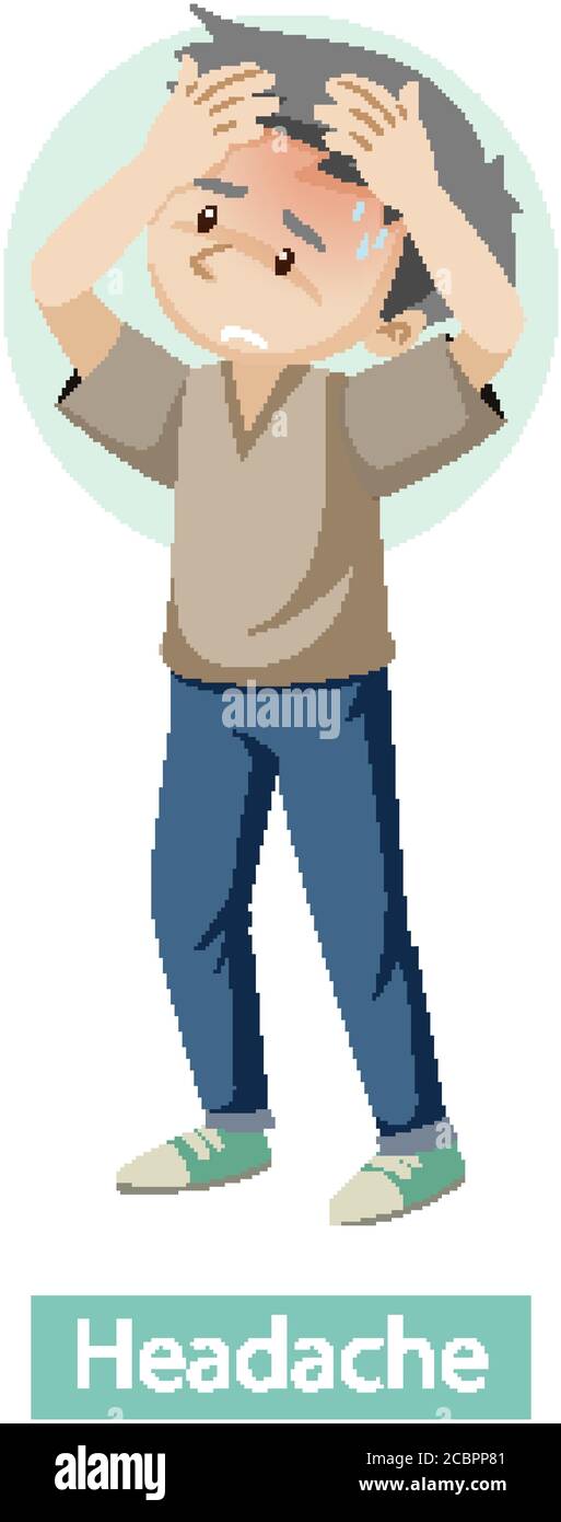 Cartoon character with headache symptoms illustration Stock Vector ...