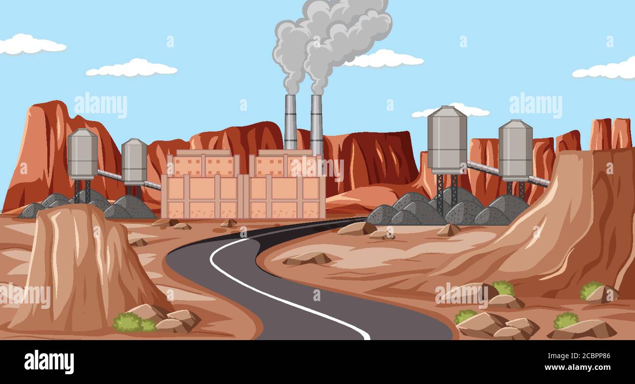 Manufactory and long road scene illustration Stock Vector Image & Art ...