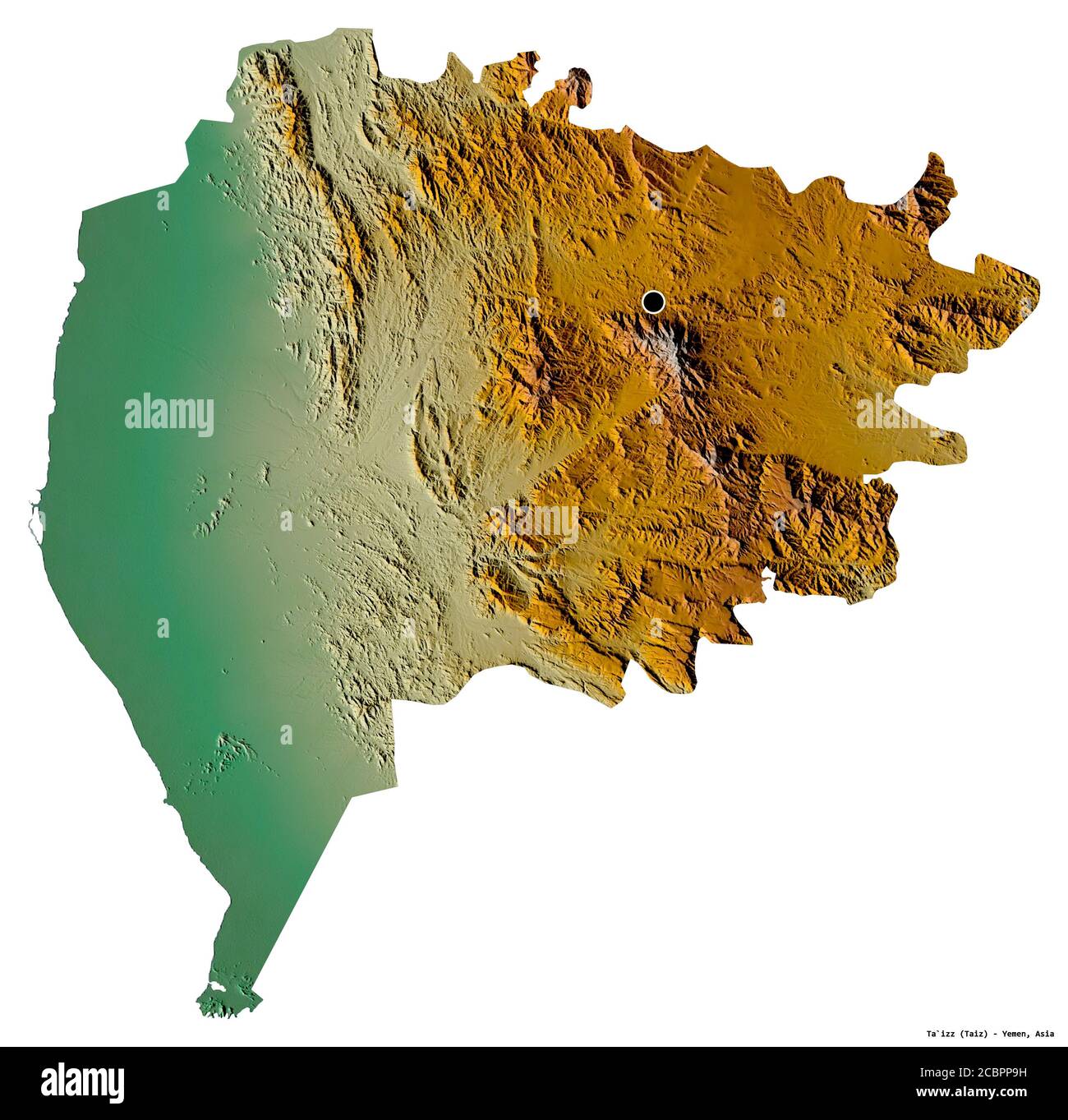 Shape of Ta`izz, governorate of Yemen, with its capital isolated on ...