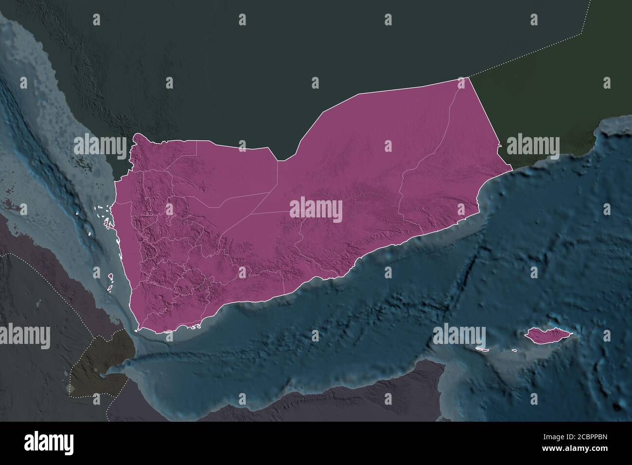 Shape of Yemen separated by the desaturation of neighboring areas ...