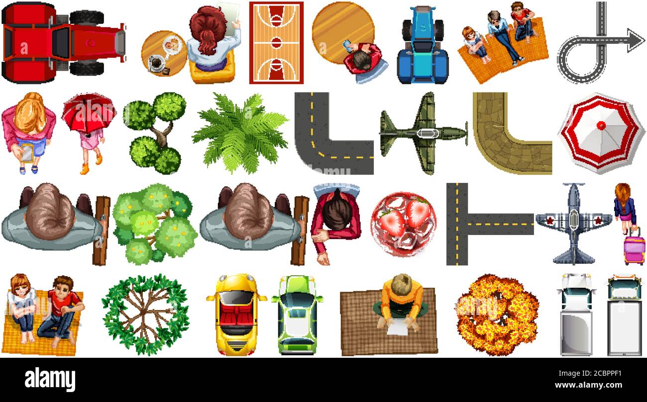 Set of aerial element house decorations isolated illustration Stock ...