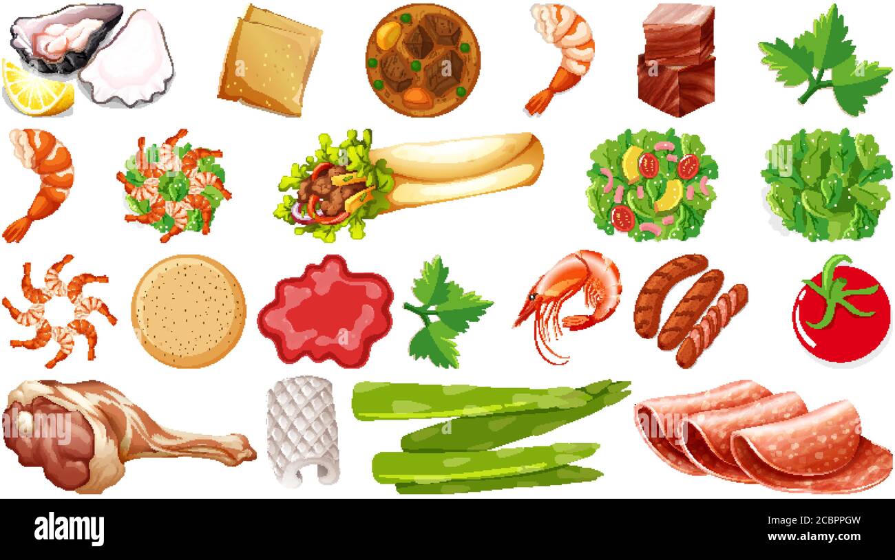 Set of fresh food ingredients illustration Stock Vector Image & Art - Alamy