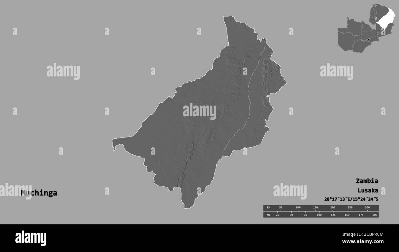 Shape of Muchinga, province of Zambia, with its capital isolated on ...
