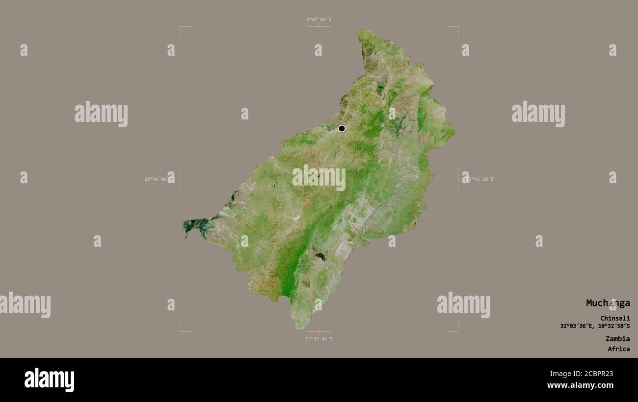 Area of Muchinga, province of Zambia, isolated on a solid background in ...