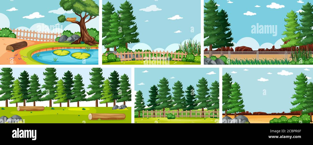 Six nature scenes with different locations illustration Stock Vector ...