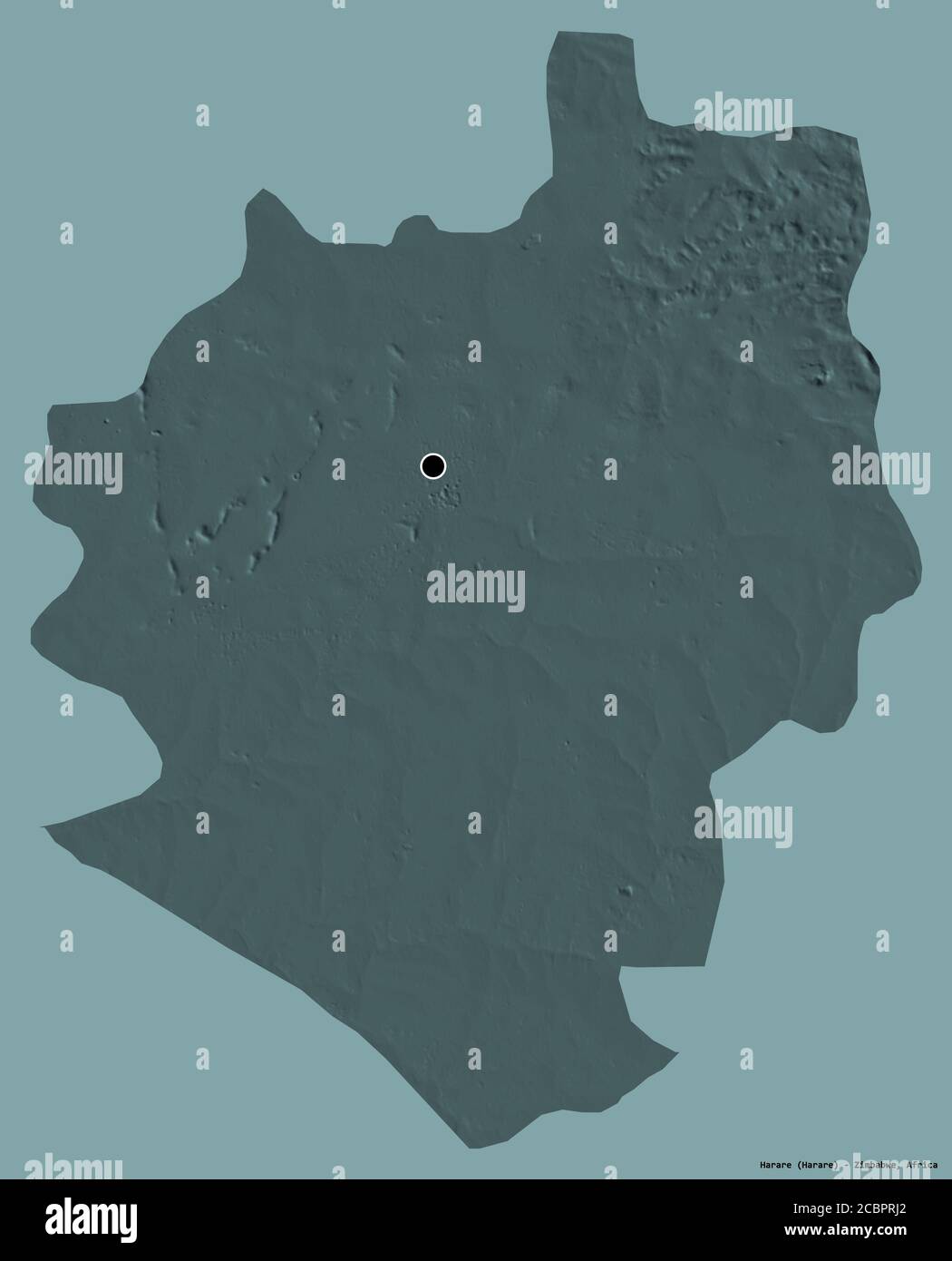 Shape of Harare, city of Zimbabwe, with its capital isolated on a solid ...