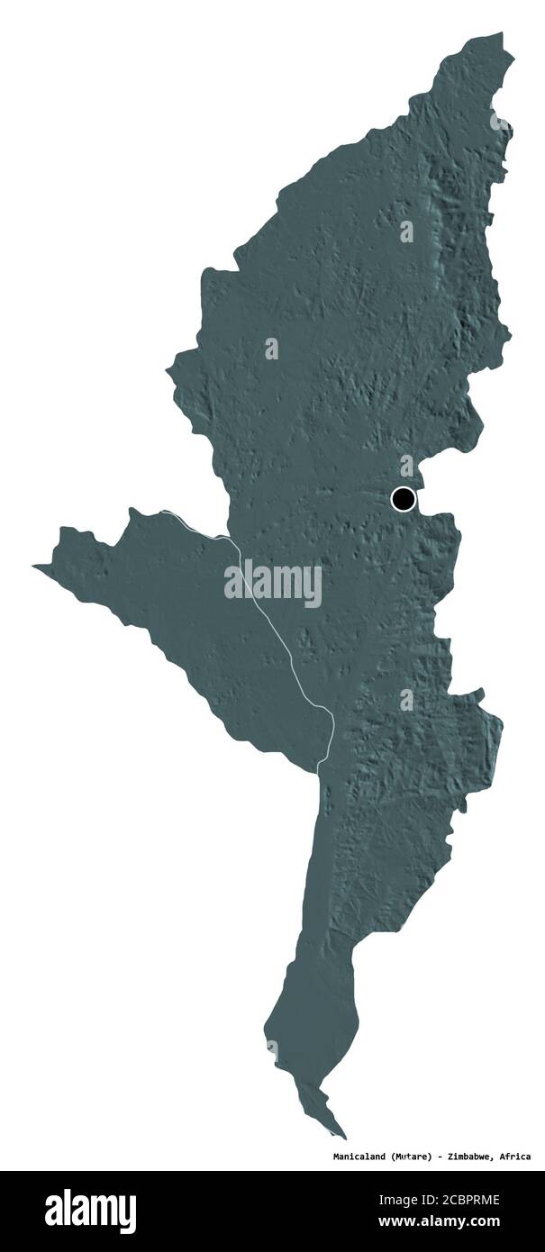 Shape of Manicaland, province of Zimbabwe, with its capital isolated on ...