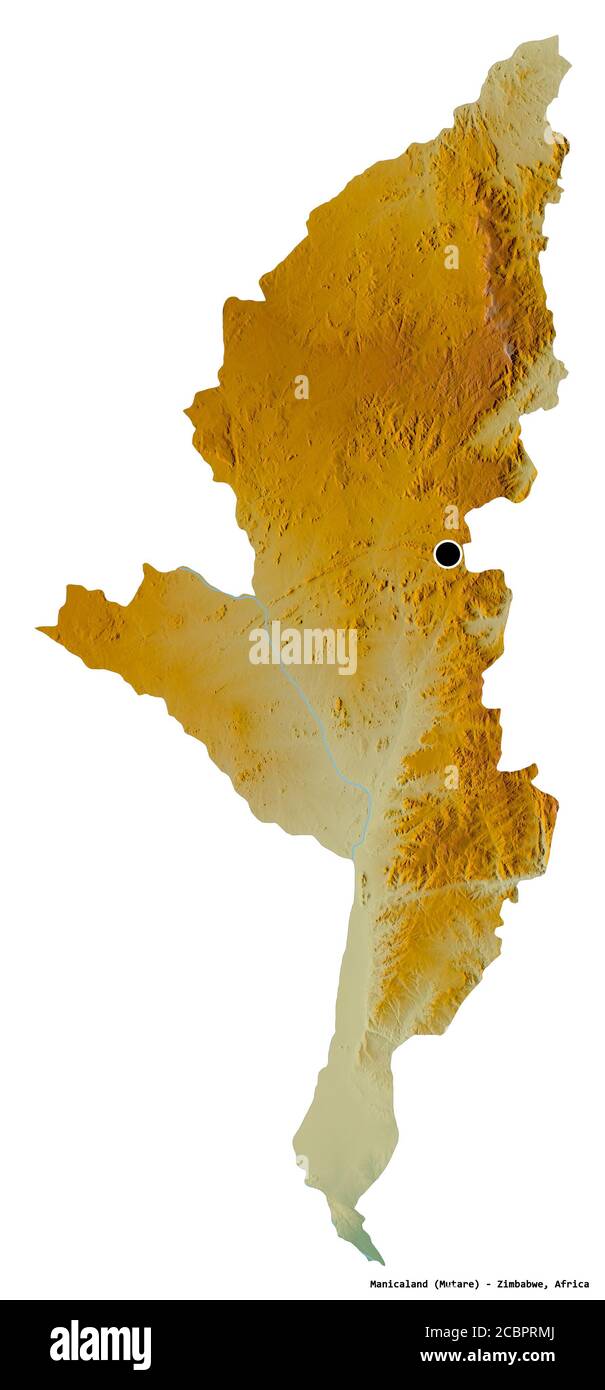 Shape of Manicaland, province of Zimbabwe, with its capital isolated on ...