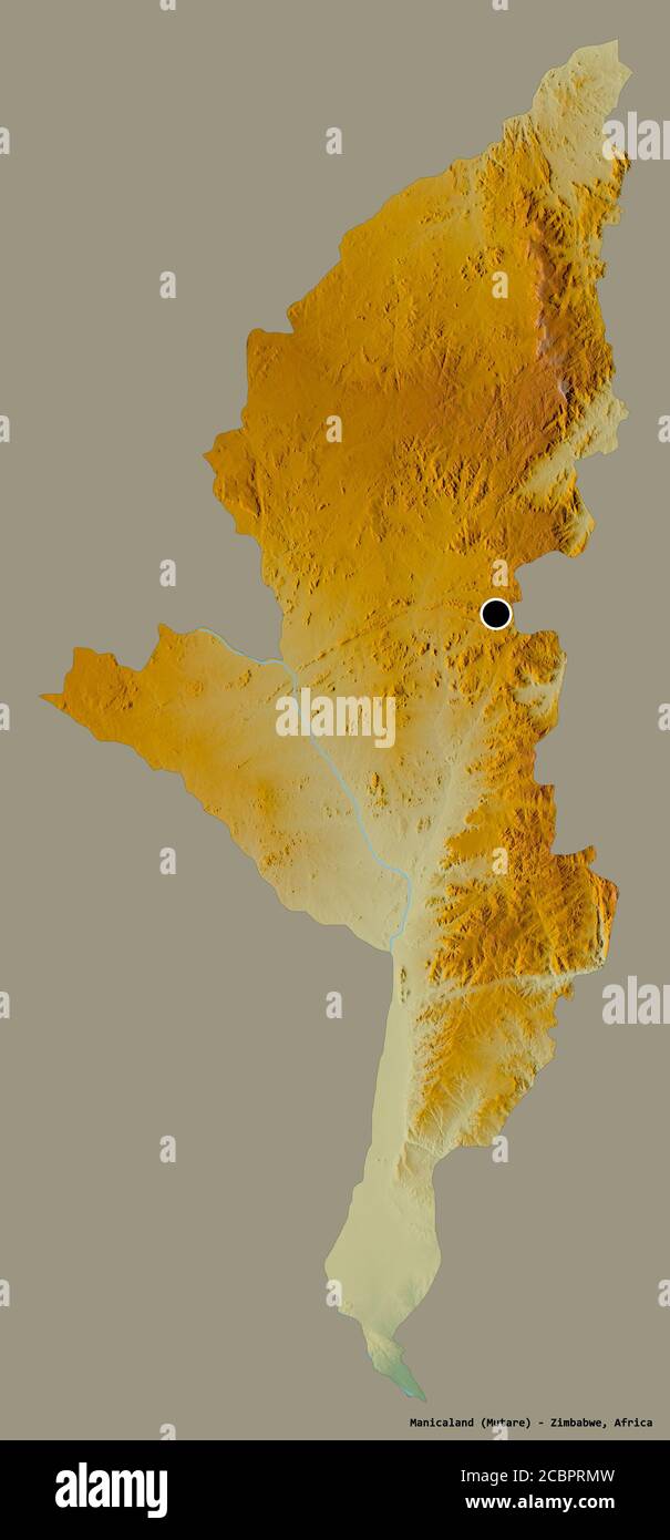 Shape of Manicaland, province of Zimbabwe, with its capital isolated on ...