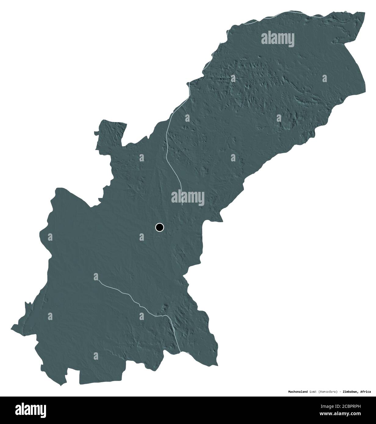 Shape of Mashonaland East, province of Zimbabwe, with its capital ...