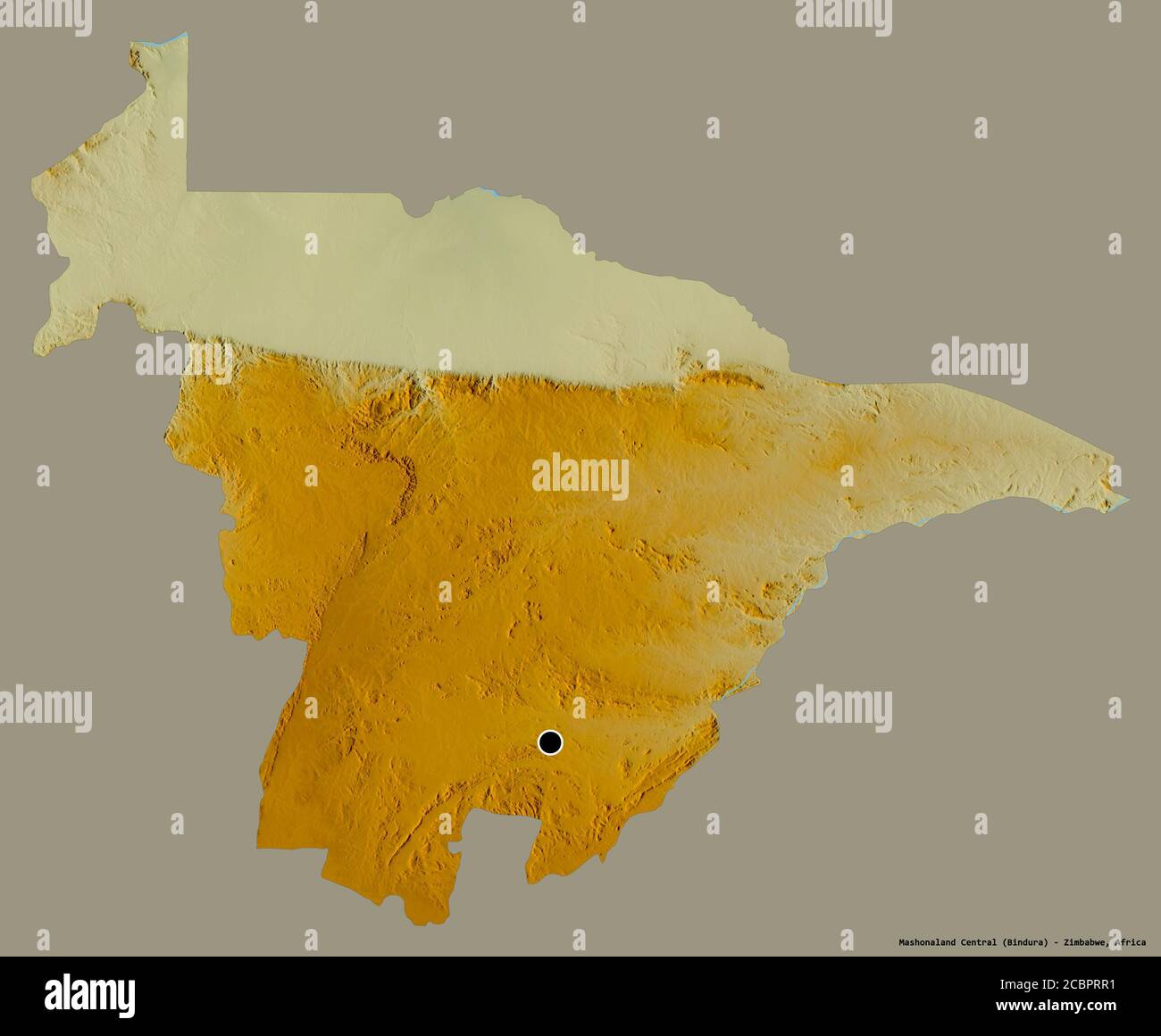 Shape of Mashonaland Central, province of Zimbabwe, with its capital ...
