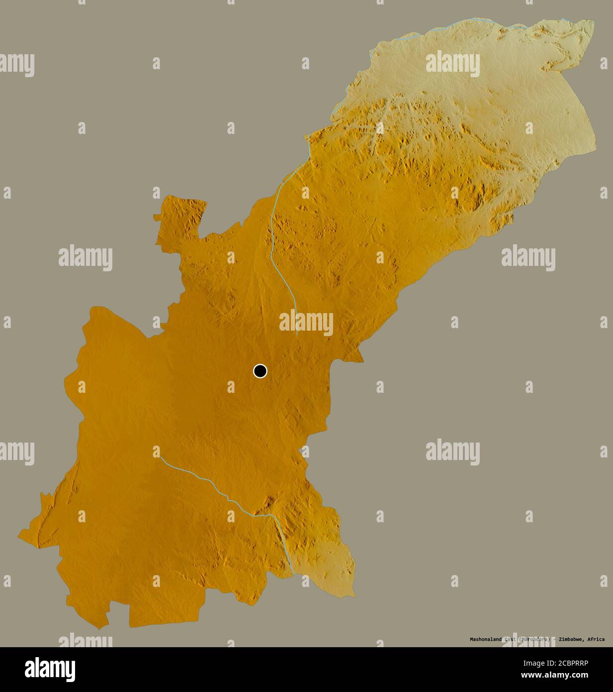 Shape of Mashonaland East, province of Zimbabwe, with its capital ...