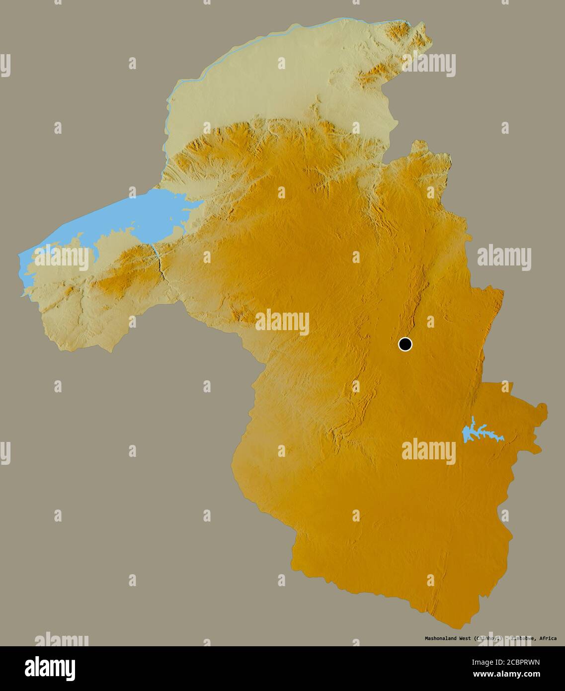 Shape of Mashonaland West, province of Zimbabwe, with its capital ...