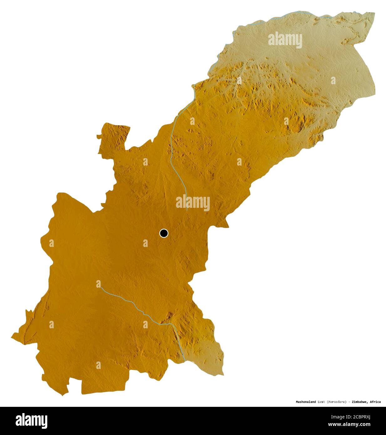 Shape of Mashonaland East, province of Zimbabwe, with its capital ...