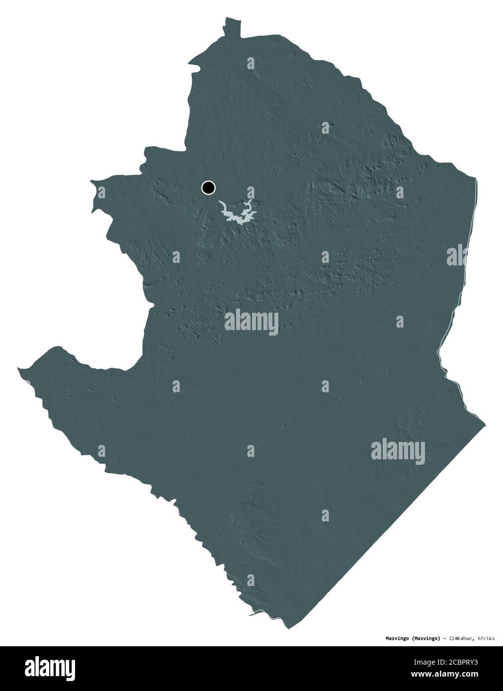 Shape of Masvingo, province of Zimbabwe, with its capital isolated on ...